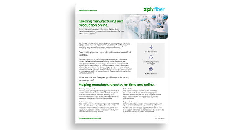 Internet Provider for Manufacturing Facilities | Ziply Fiber